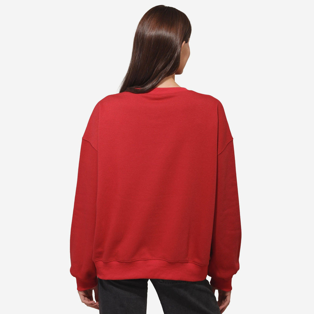 San Francisco 49ers Womens Rhinestone Logo Oversized Crew Neck Sweatsh FOCO