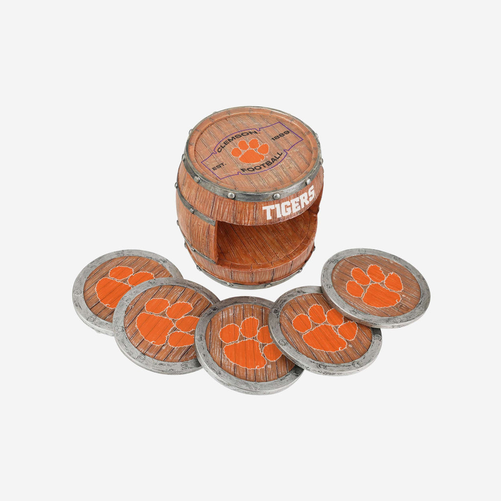 Clemson Tigers 5 Pack Barrel Coaster Set FOCO