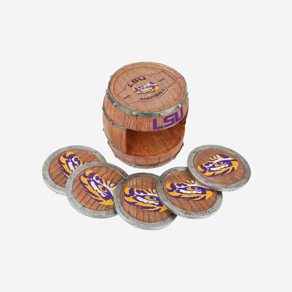 LSU Tigers 5 Pack Barrel Coaster Set FOCO