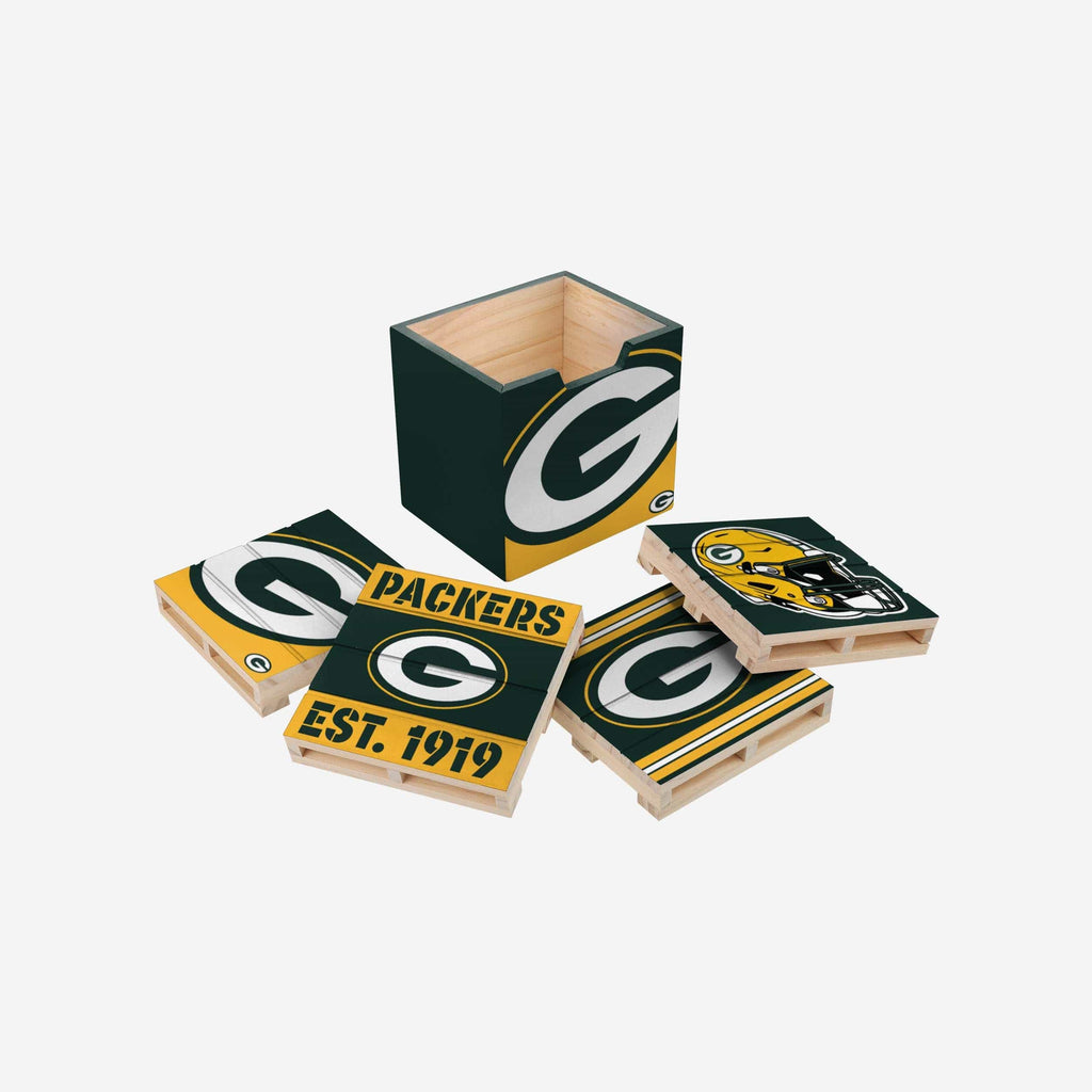 Green Bay Packers 4 Pack Pallet Coaster Set FOCO