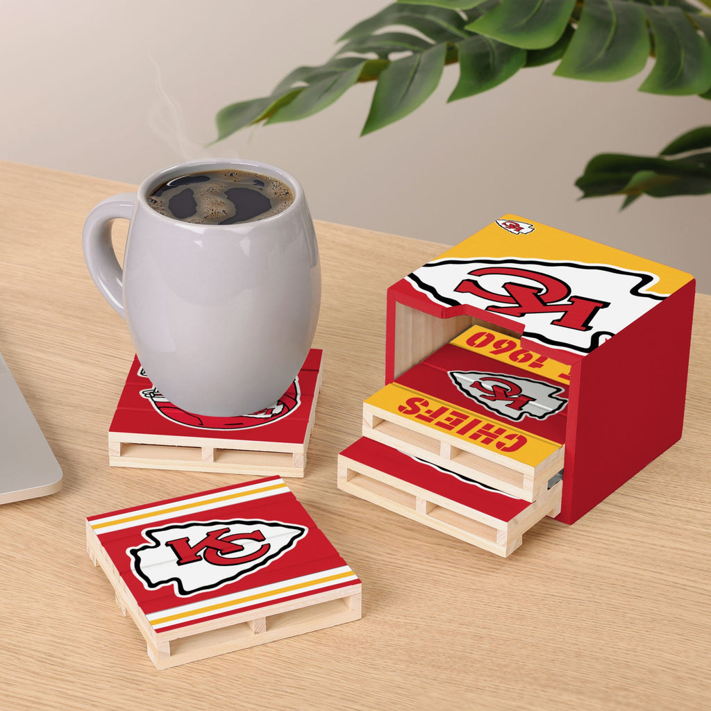 Kansas City Chiefs 4 Pack Pallet Coaster Set FOCO