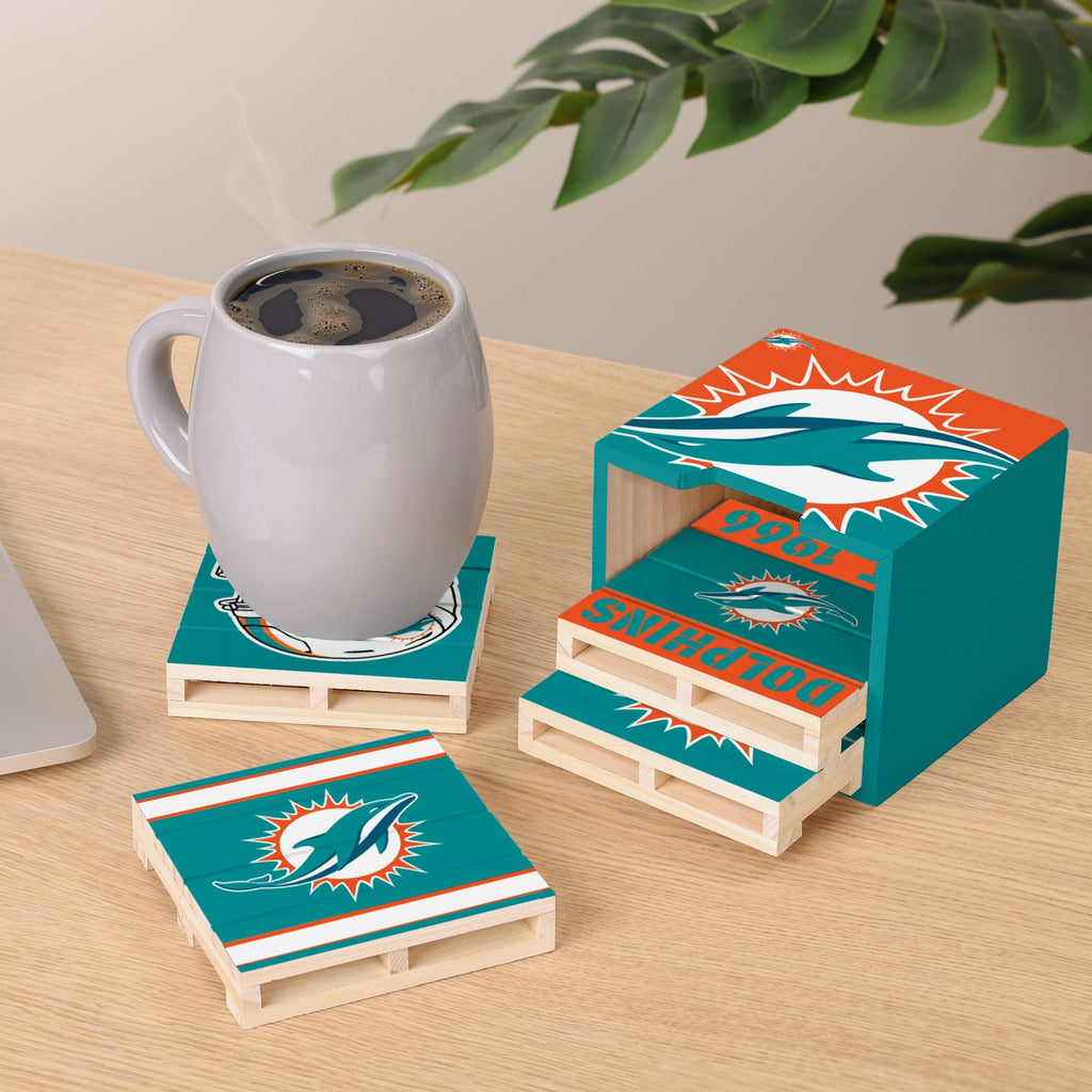 Miami Dolphins 4 Pack Pallet Coaster Set FOCO