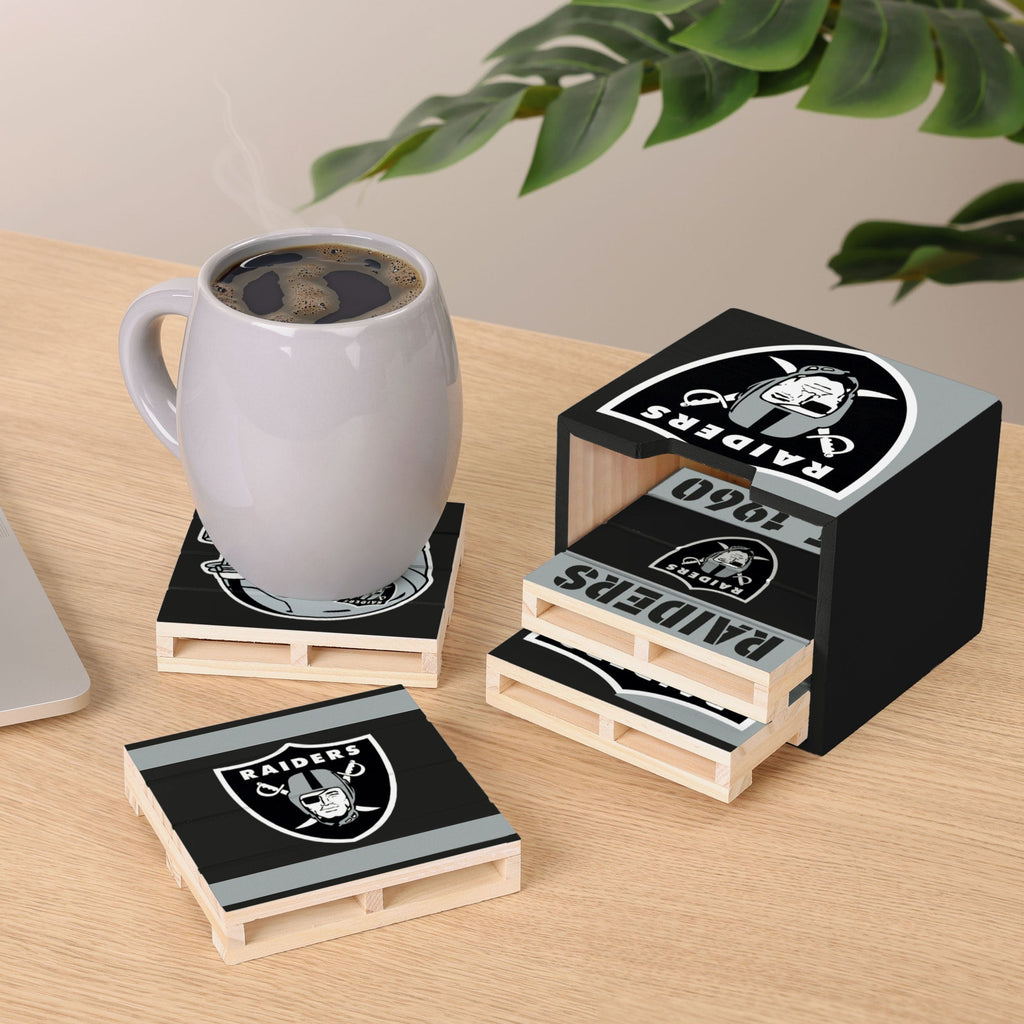 Las Vegas Raiders 4 Pack Pallet Coaster Set FOCO