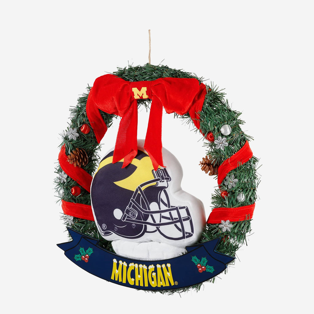 Michigan Wolverines Holiday Helmet Door Wreath FOCO