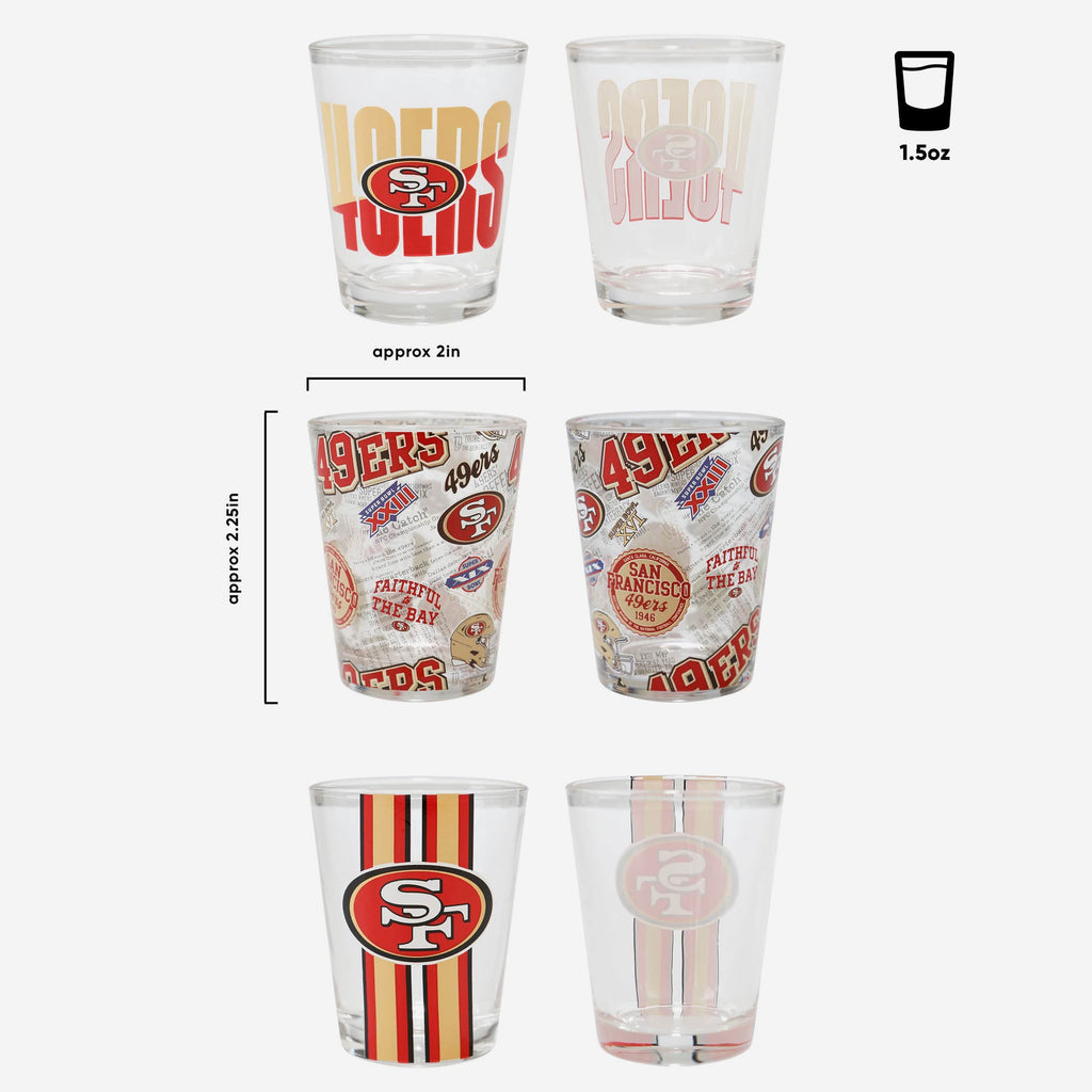 San Francisco 49ers 3 Pack Shot Glass FOCO