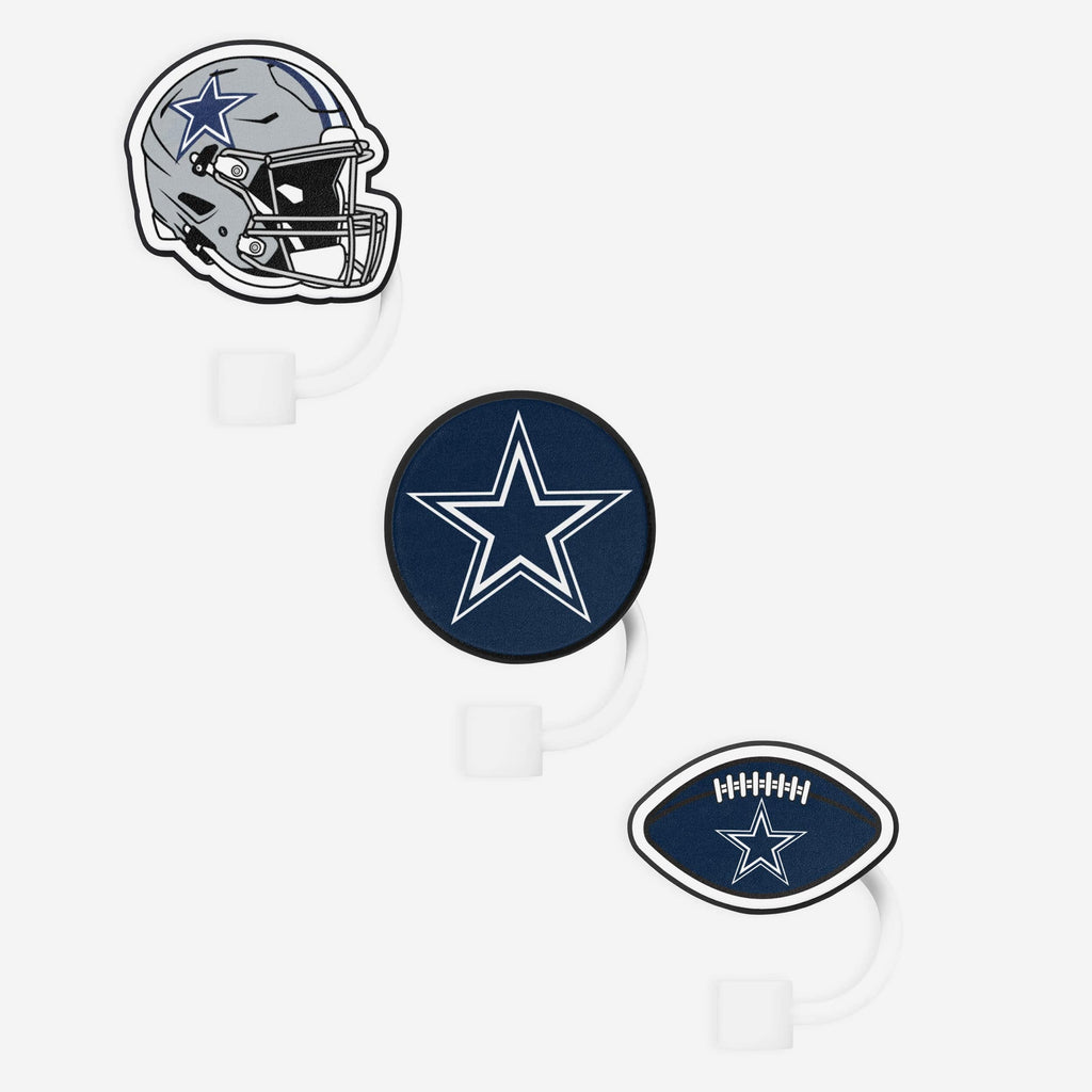 Dallas Cowboys 3 Pack Primary Logo Straw Toppers FOCO