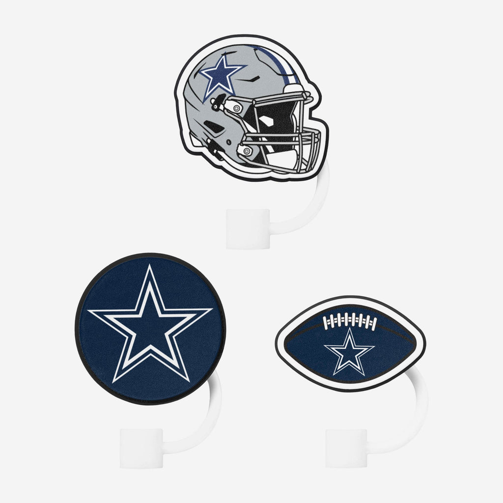 Dallas Cowboys 3 Pack Primary Logo Straw Toppers FOCO