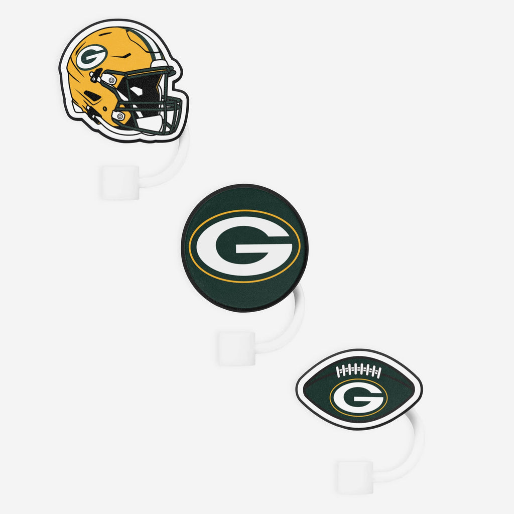Green Bay Packers 3 Pack Primary Logo Straw Toppers FOCO