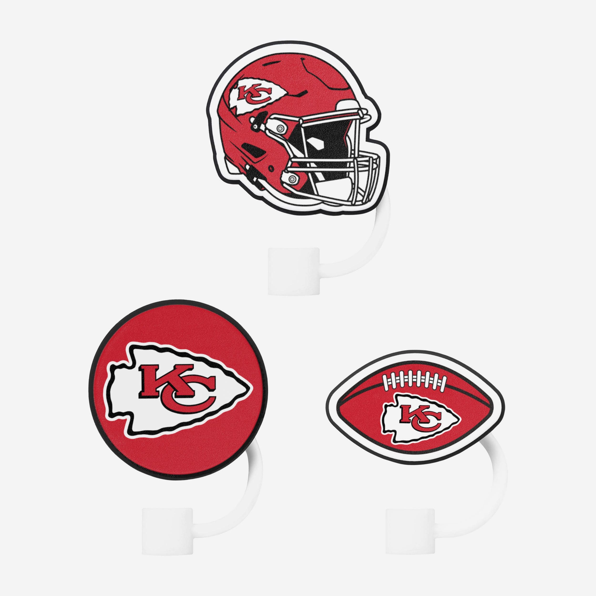 Kansas City Chiefs 3 Pack Primary Logo Straw Toppers FOCO