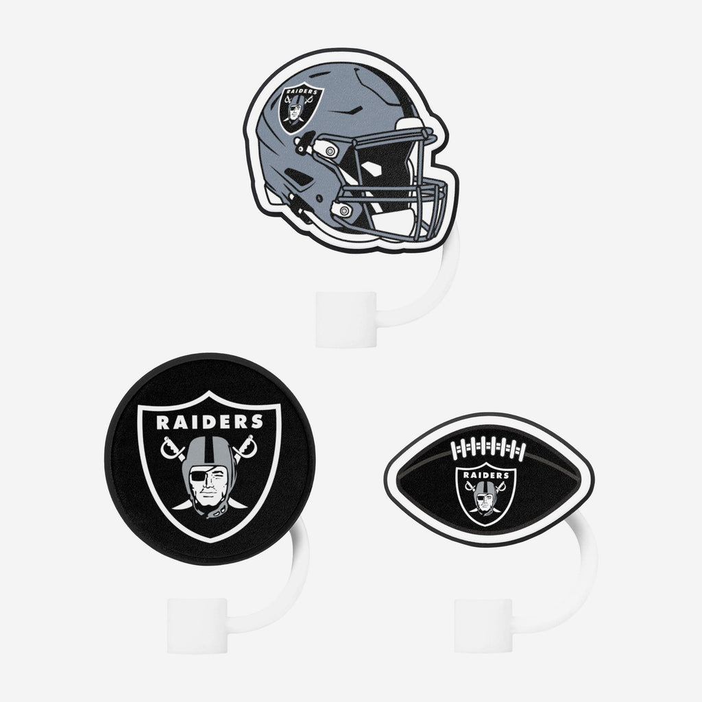 Las Vegas Raiders 3 Pack Primary Logo Straw Toppers FOCO