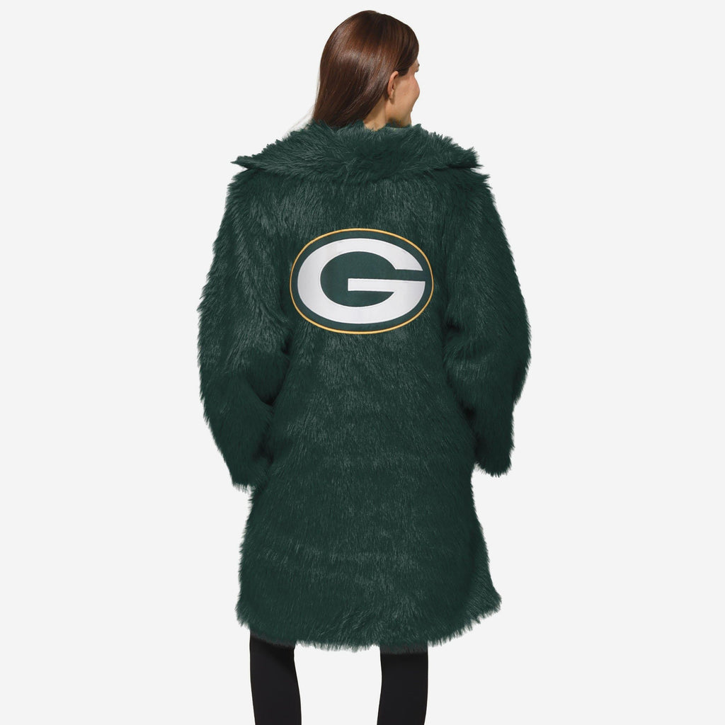 Green Bay Packers Faux Fur Long Jacket FOCO