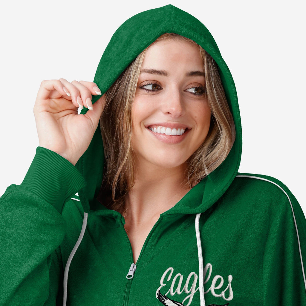 Philadelphia Eagles Kelly Green Womens Terry Knit Zip Up Top FOCO