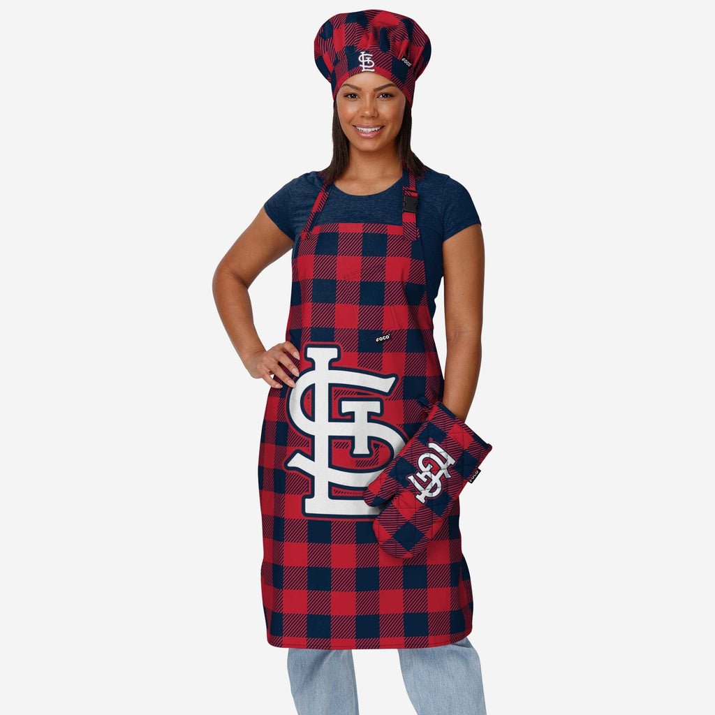 St Louis Cardinals Plaid Chef Set FOCO