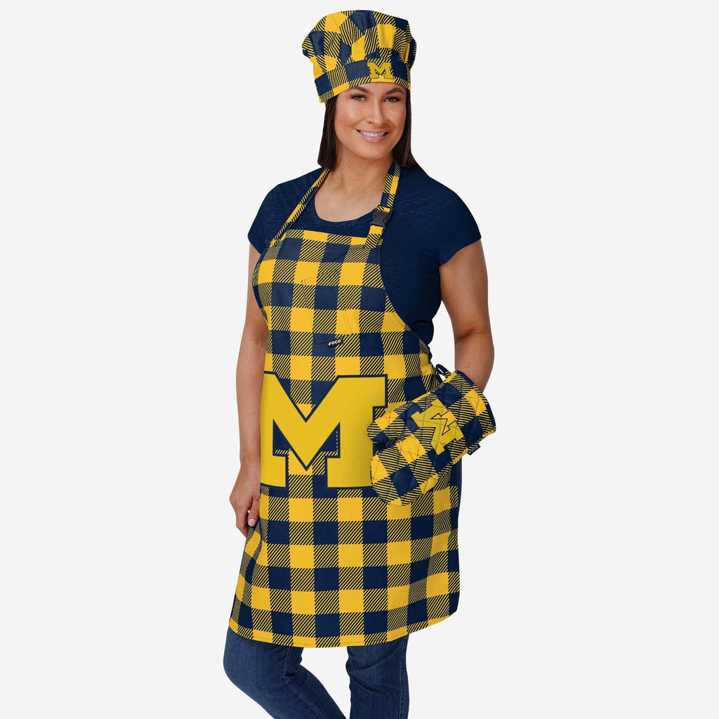 Michigan Wolverines Plaid Chef Set FOCO