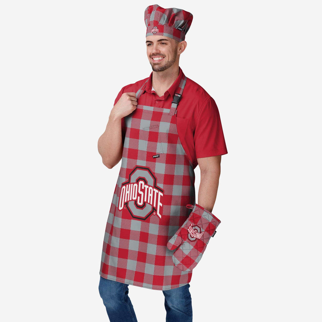 Ohio State Buckeyes Plaid Chef Set FOCO