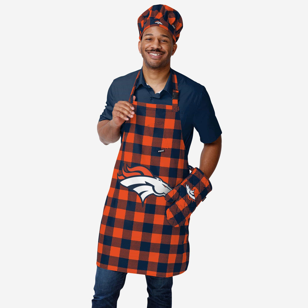 Denver Broncos Plaid Chef Set FOCO