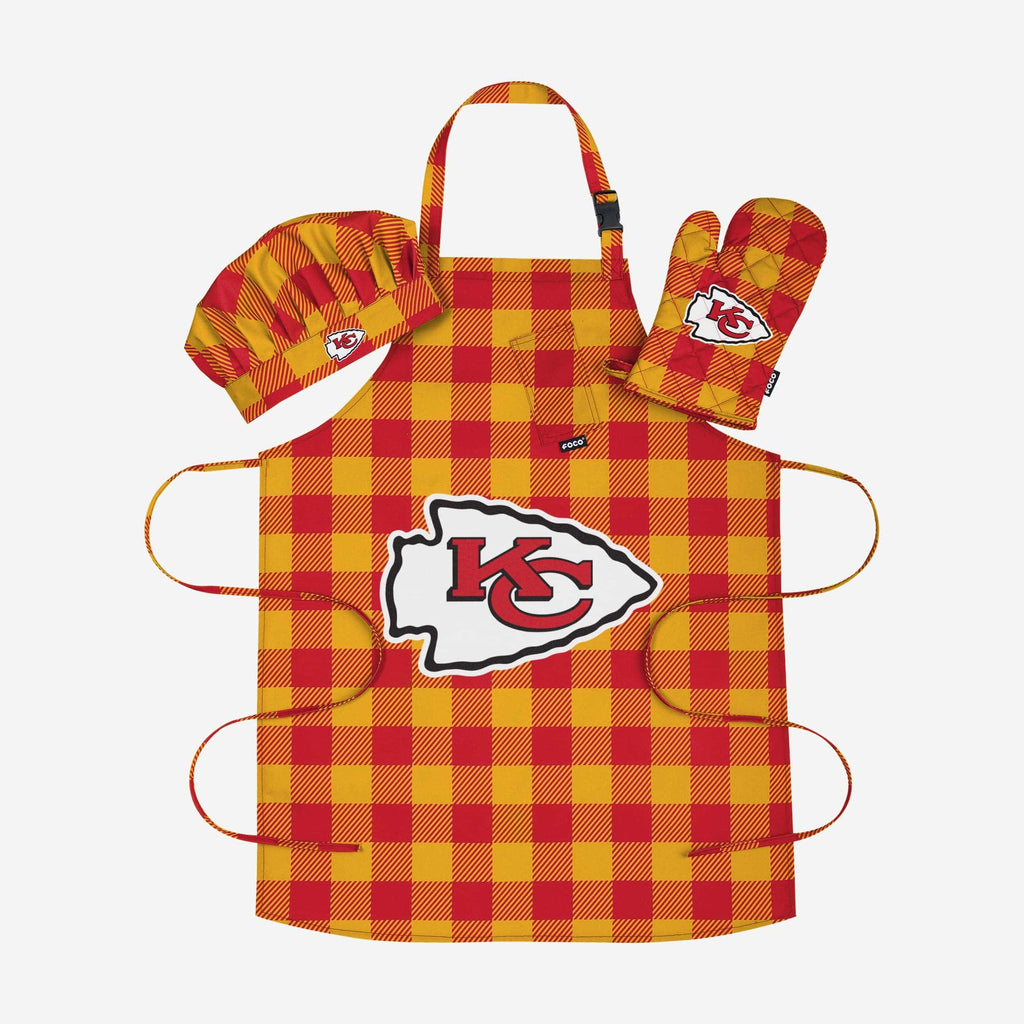 Kansas City Chiefs Plaid Chef Set FOCO