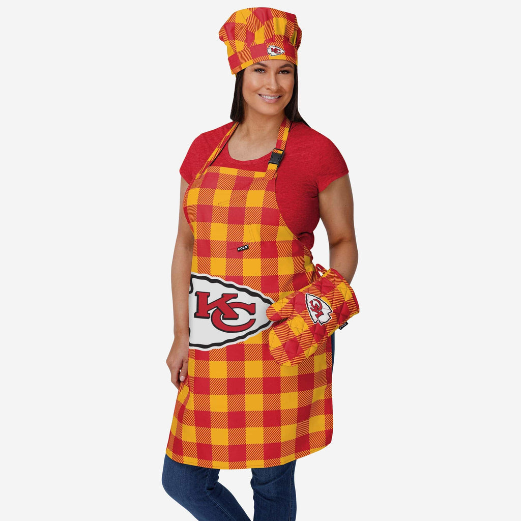 Kansas City Chiefs Plaid Chef Set FOCO