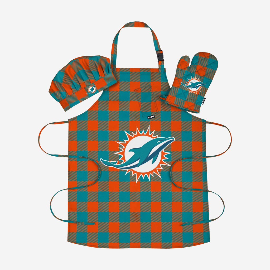Miami Dolphins Plaid Chef Set FOCO