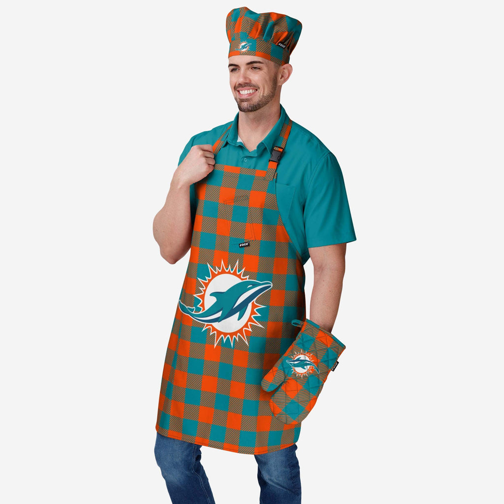 Miami Dolphins Plaid Chef Set FOCO