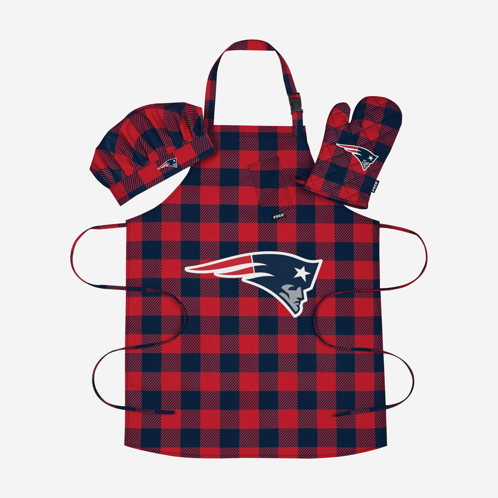 New England Patriots Plaid Chef Set FOCO