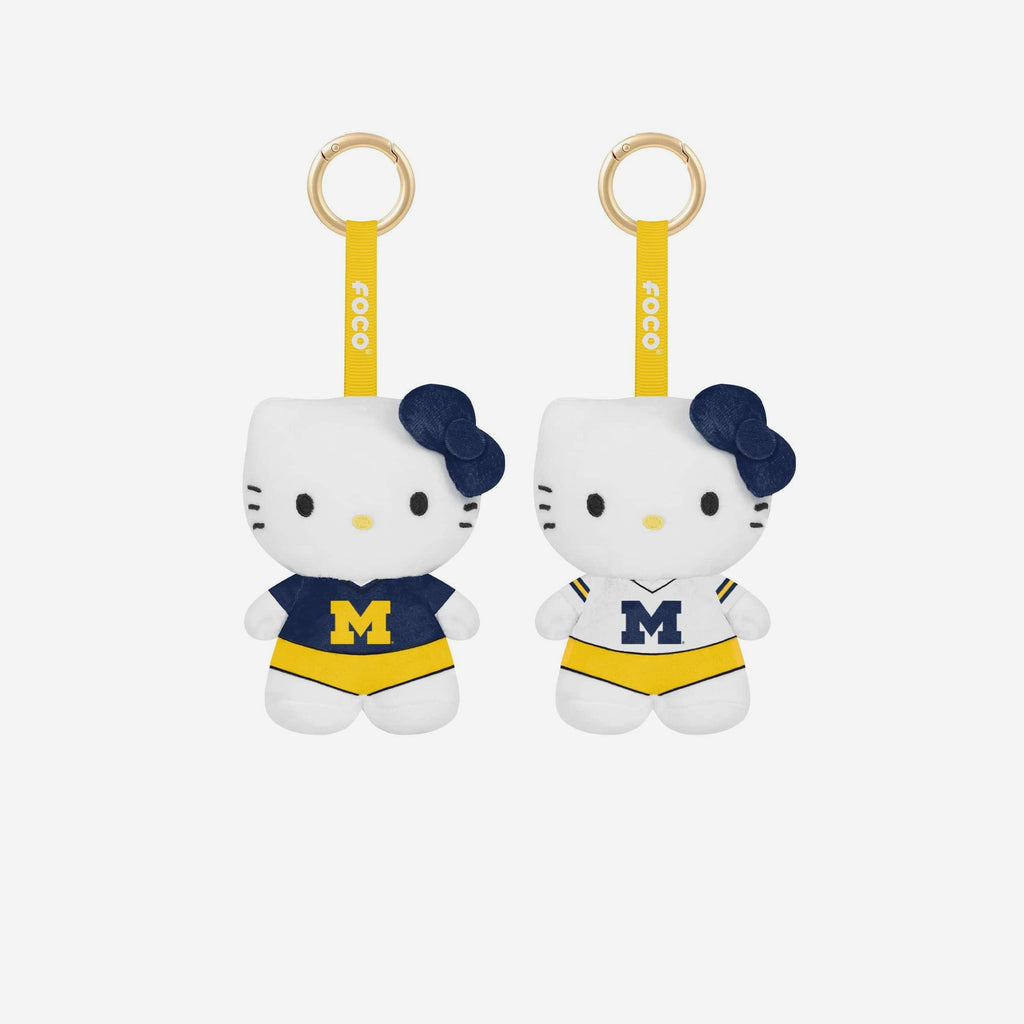 Michigan Wolverines 2 Pack Mini Plush Hello Kitty® Bag Charm Keychain FOCO