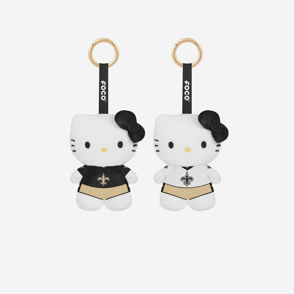 New Orleans Saints 2 Pack Mini Plush Hello Kitty® Bag Charm Keychain FOCO