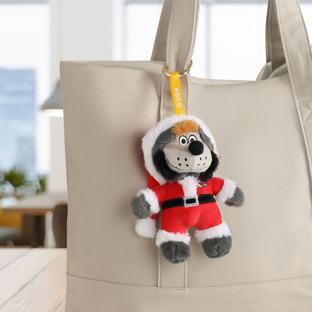 Kansas City Chiefs Plush Mascot Santa Bag Charm Keychain FOCO