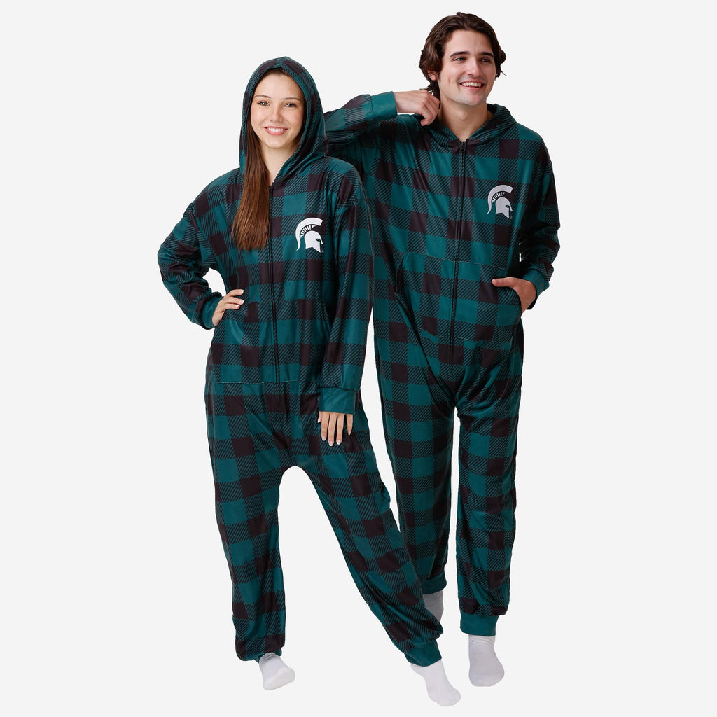 Michigan State Spartans Plaid One Piece Pajamas FOCO
