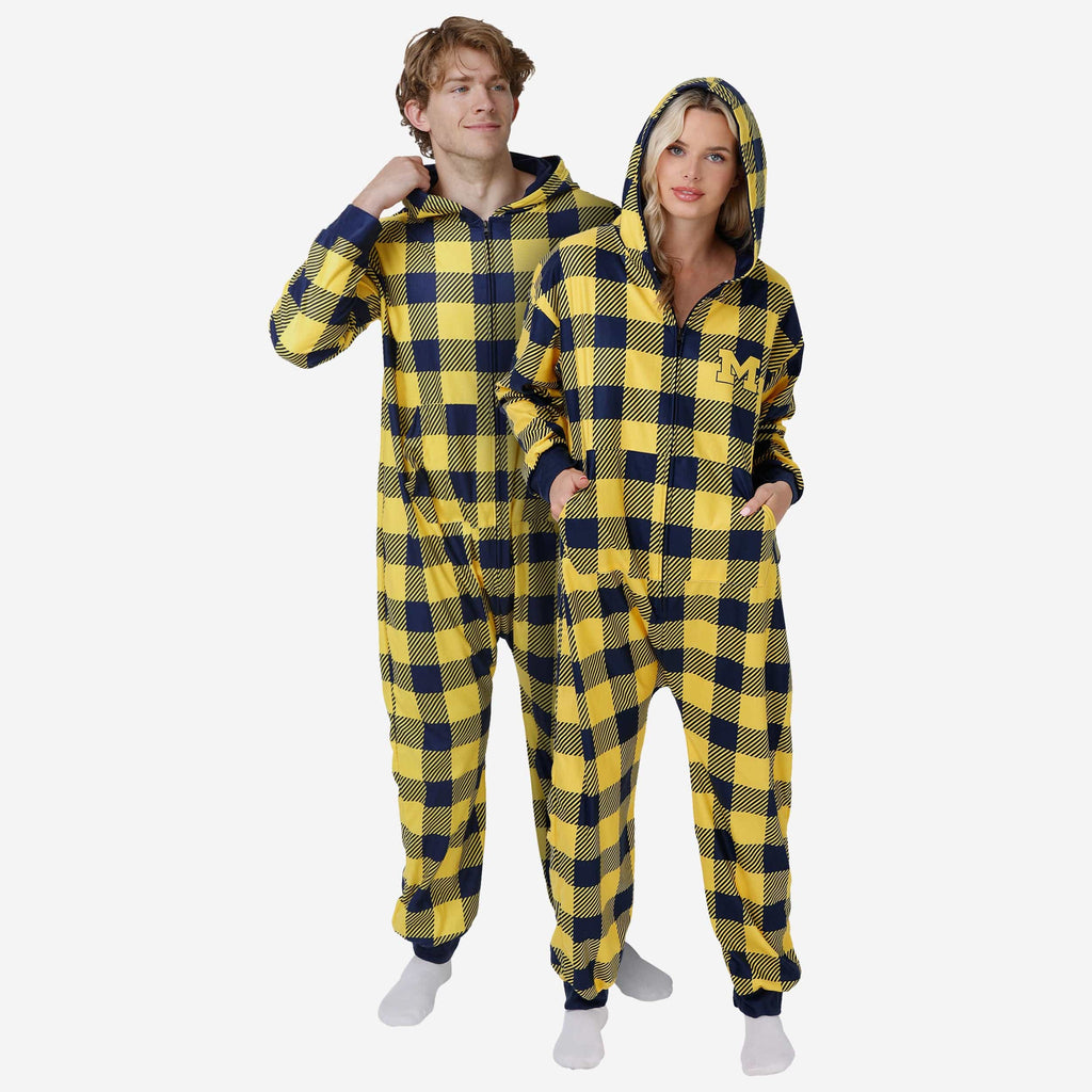 Michigan Wolverines Plaid One Piece Pajamas FOCO