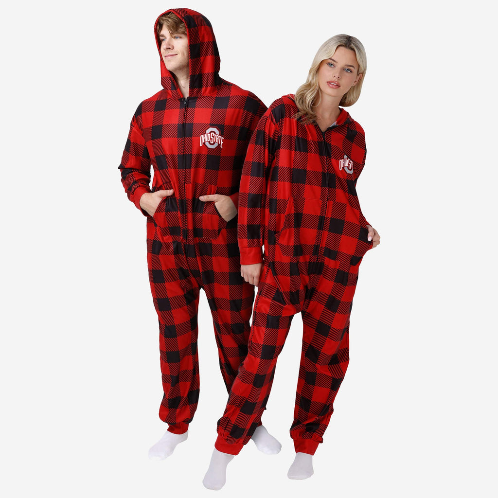 Ohio State Buckeyes Plaid One Piece Pajamas FOCO