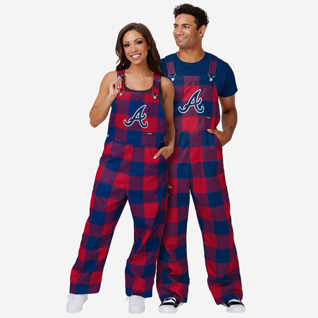 Atlanta Braves Mens Plaid Bib Overalls FOCO