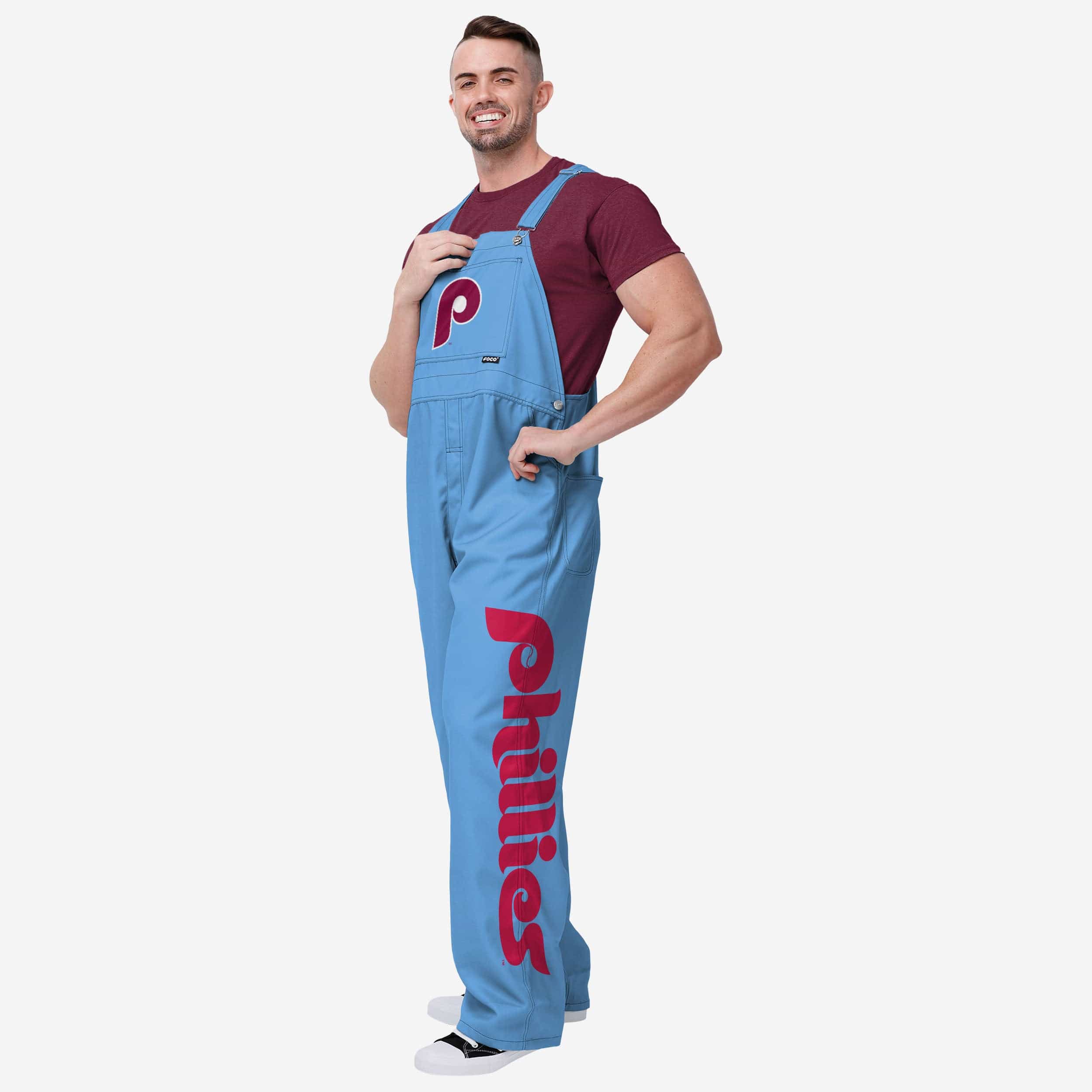 Philadelphia Phillies Mens Powder Blue Big Logo Bib Overalls FOCO
