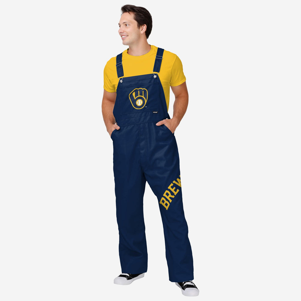 Milwaukee Brewers Mens Big Logo Bib Overalls FOCO