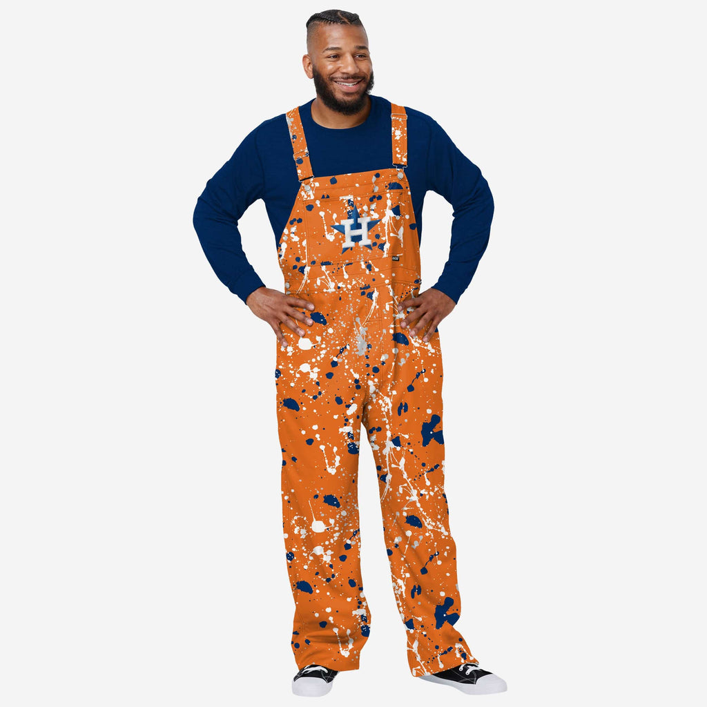 Houston Astros Mens Paint Splatter Bib Overalls FOCO