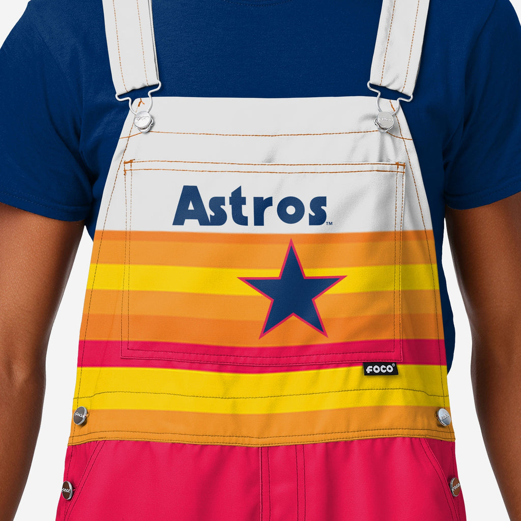 Houston Astros Mens Throwback Stripe Thematic Bib Overalls FOCO