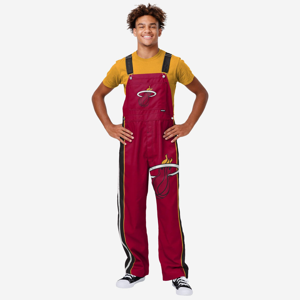 Miami Heat Mens Team Stripe Bib Overalls FOCO