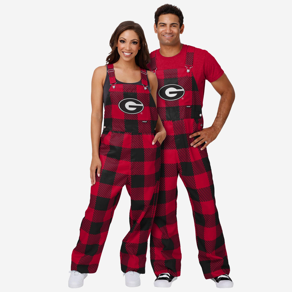 Georgia Bulldogs Mens Plaid Bib Overalls FOCO