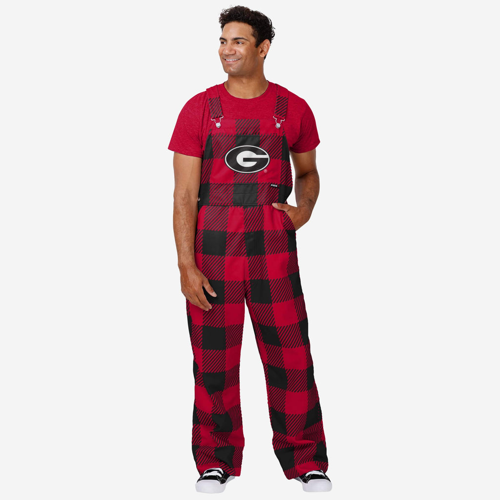 Georgia Bulldogs Mens Plaid Bib Overalls FOCO