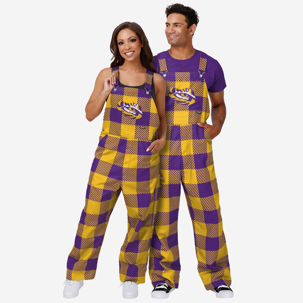 LSU Tigers Mens Plaid Bib Overalls FOCO