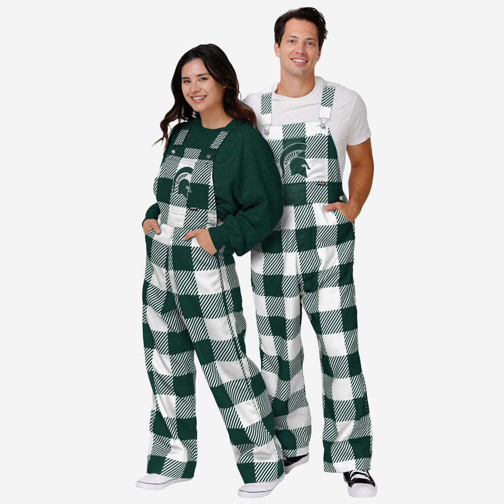 Michigan State Spartans Mens Plaid Bib Overalls FOCO