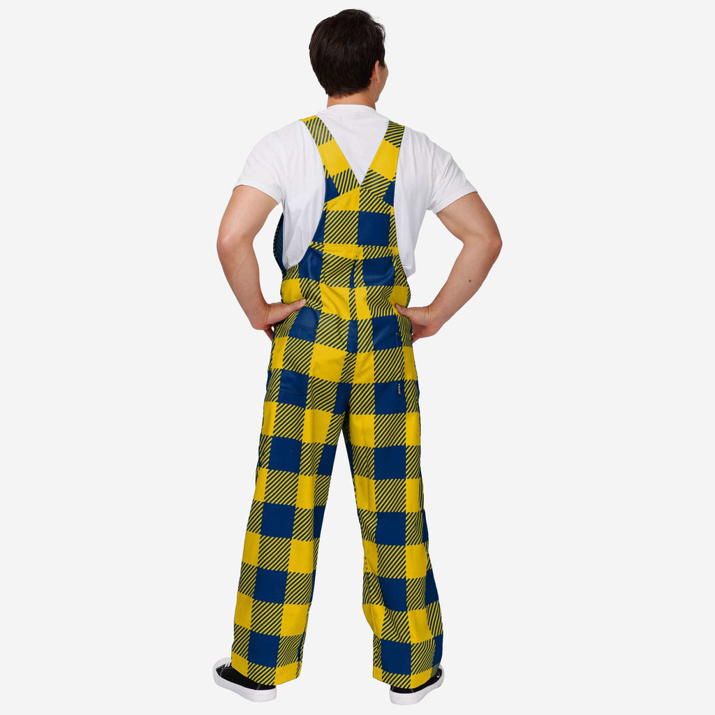 Michigan Wolverines Mens Plaid Bib Overalls FOCO