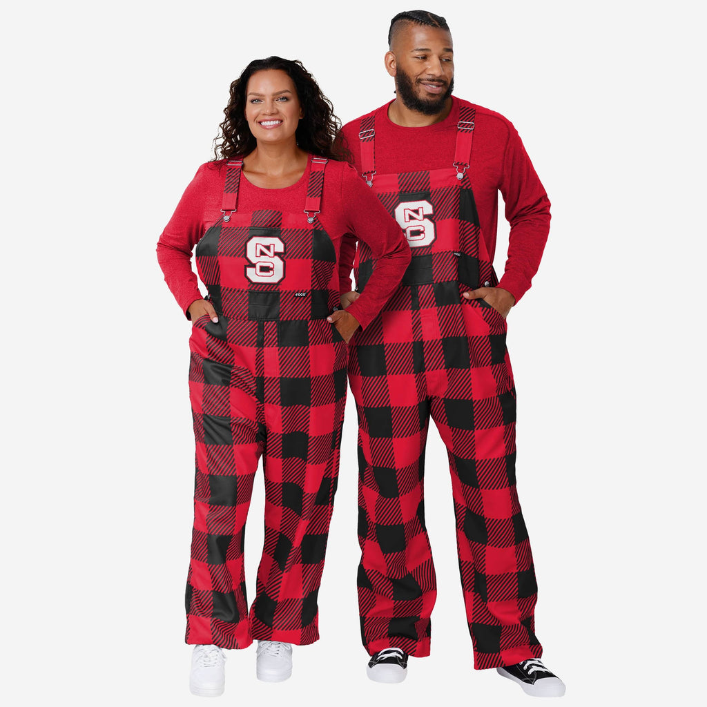 NC State Wolfpack Mens Plaid Bib Overalls FOCO