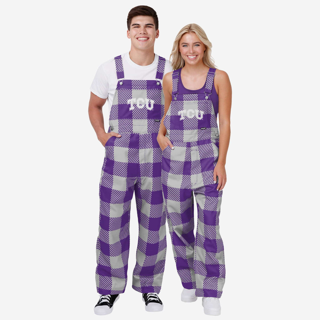 TCU Horned Frogs Mens Plaid Bib Overalls FOCO