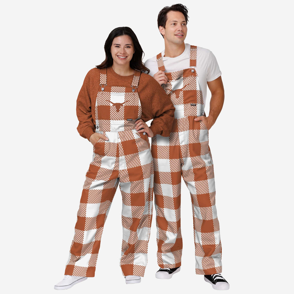 Texas Longhorns Mens Plaid Bib Overalls FOCO