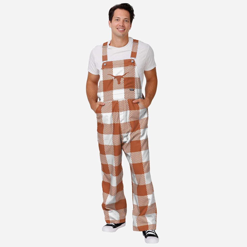 Texas Longhorns Mens Plaid Bib Overalls FOCO