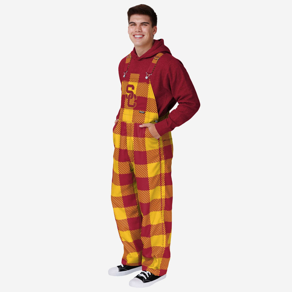 USC Trojans Mens Plaid Bib Overalls FOCO