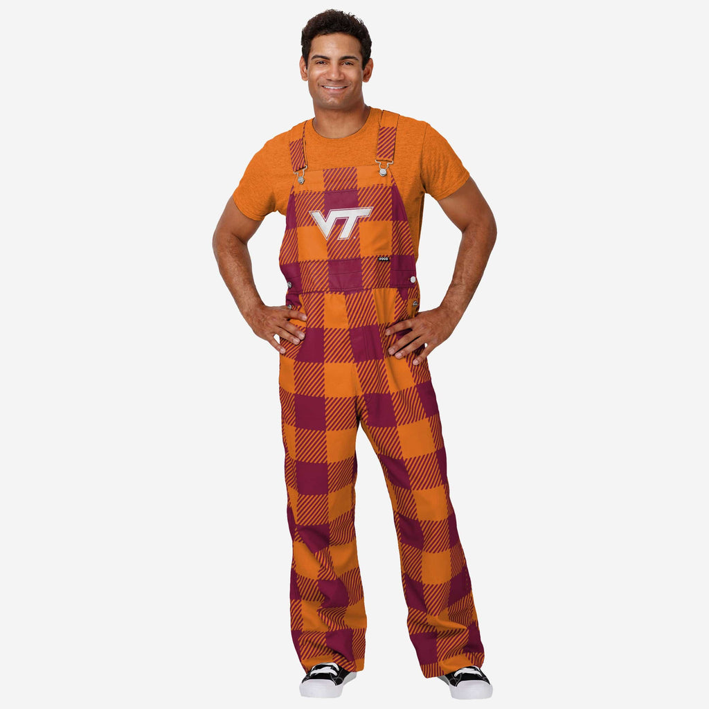Virginia Tech Hokies Mens Plaid Bib Overalls FOCO