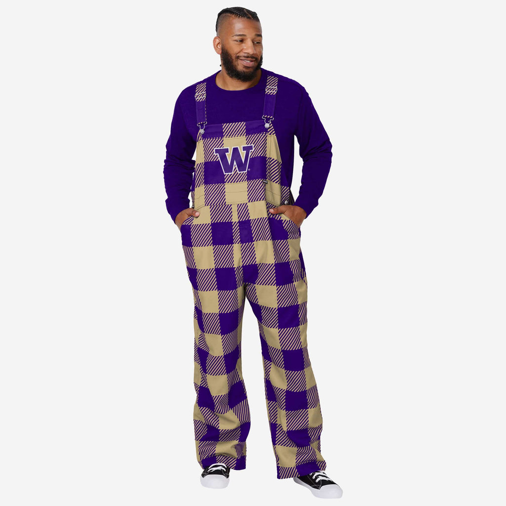 Washington Huskies Mens Plaid Bib Overalls FOCO