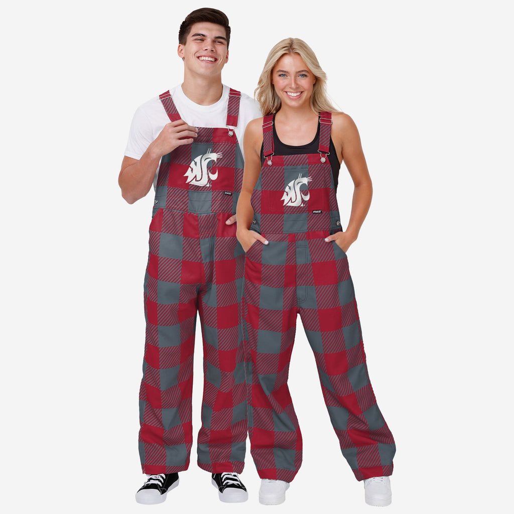 Washington State Cougars Mens Plaid Bib Overalls FOCO